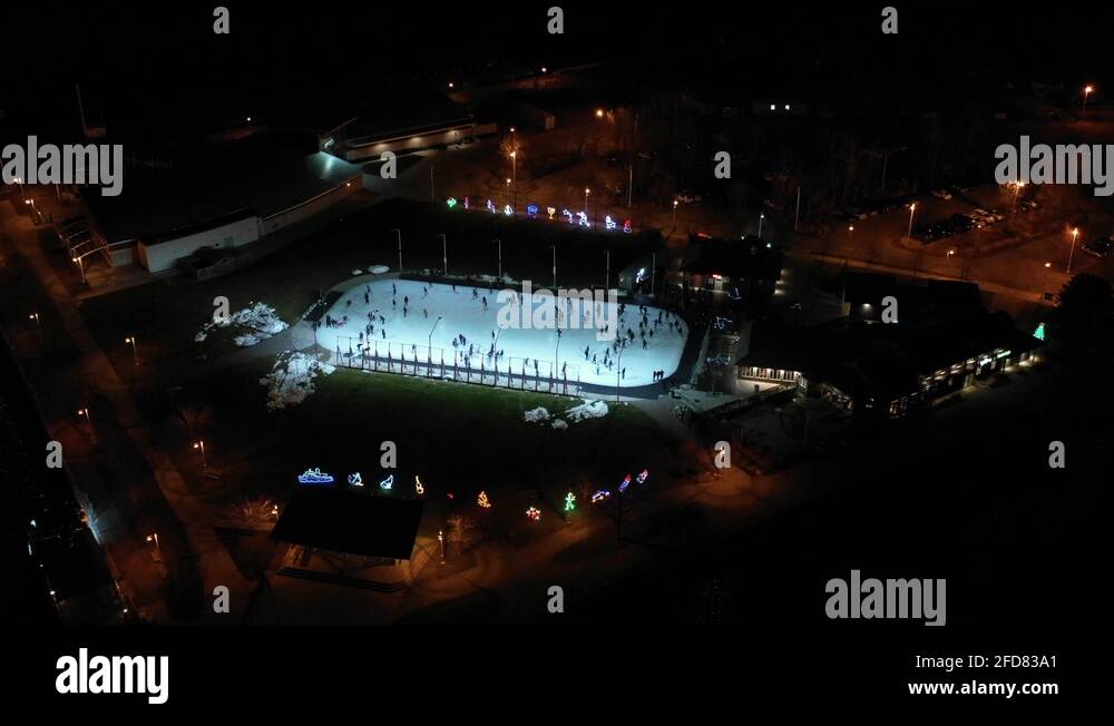 Aerial video outdoor ice skating rink at night 4k Stock Video Footage ...
