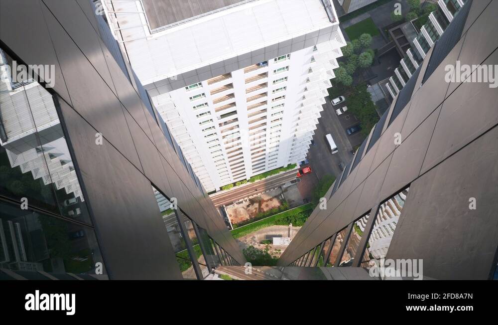 Overhead View from Window with Road and Driving Cars from Skyscraper in ...