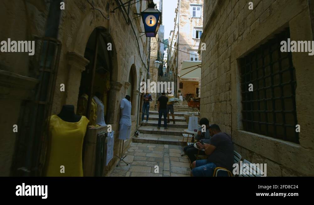 Beautiful architecture of old stone buildings from medieval era with ...