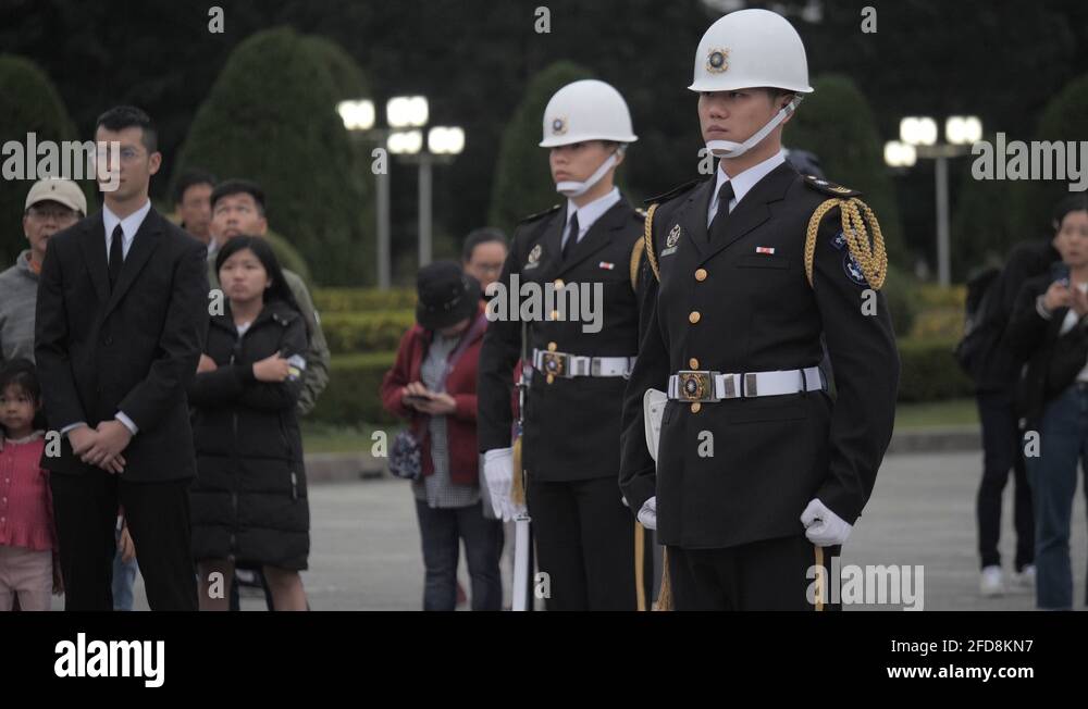 National guards at flag lowering Ceremony,Taipei,Taiwan Stock Video ...