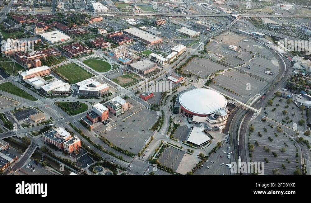 Denver Colorado, Aerial View on Pepsi Center Arena, Empower Field at ...