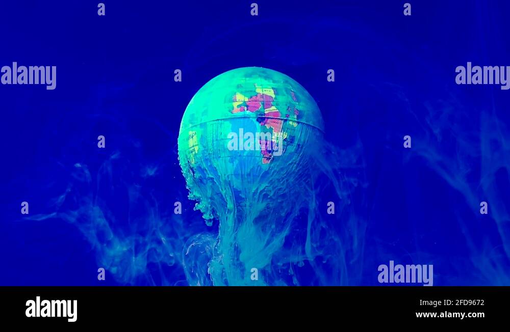 Planet earth on a blue space background. Depletion of the Earth Stock ...