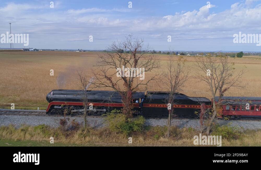 Aerial restored steam locomotive starting Stock Videos & Footage - HD ...