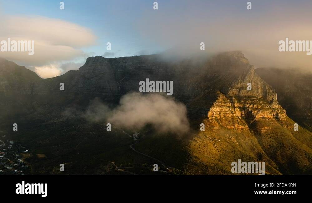 Misting in front of Table Mountain, sunset shot from Lion's Head Stock ...