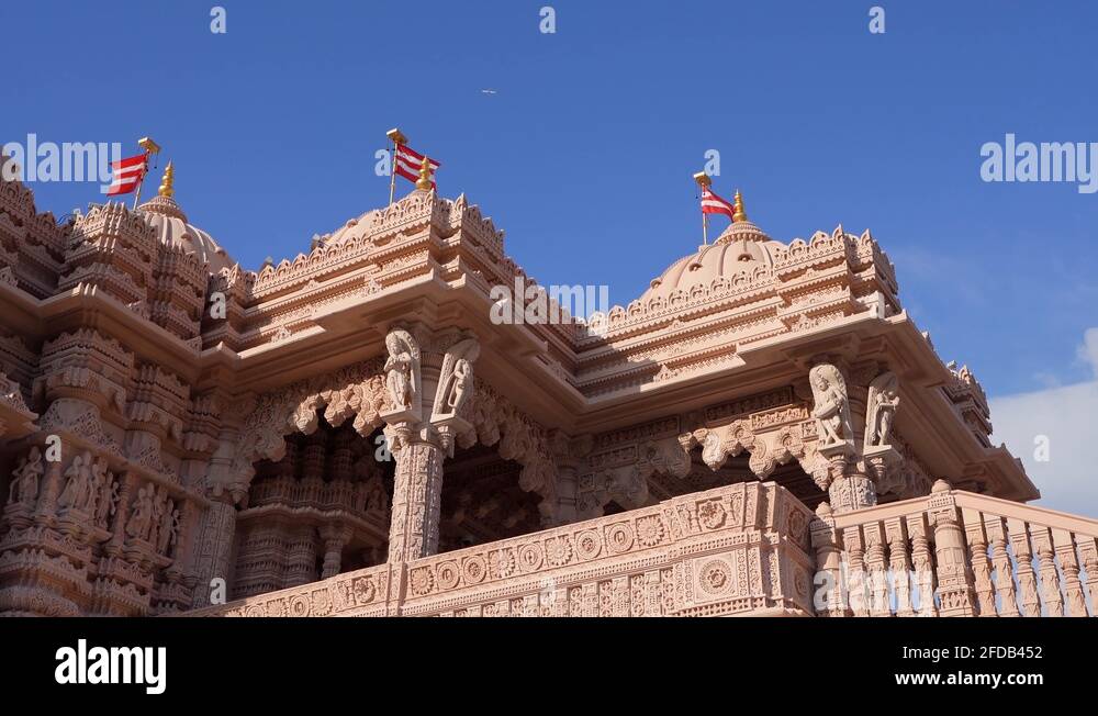 Exterior view of the famous BAPS Shri Swaminarayan Mandir Stock Video ...