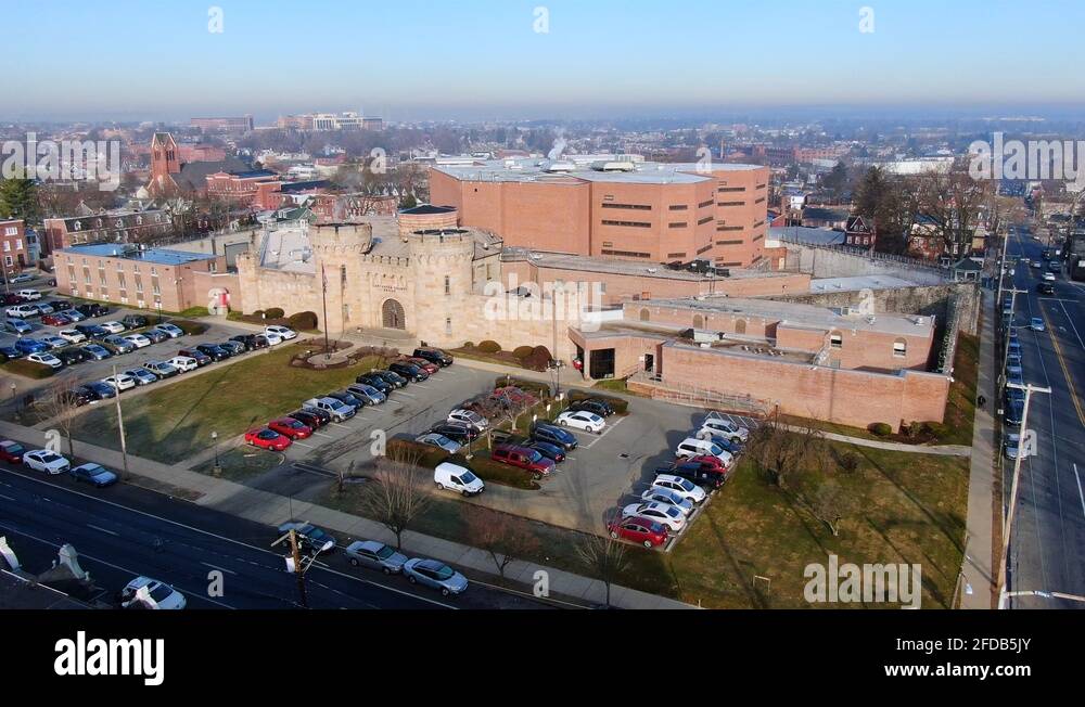 Jail building with medieval towers and brick walls Stock Video Footage ...