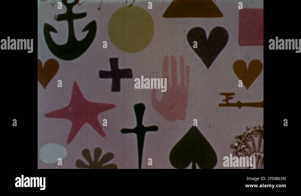 1950s: Group of symbols. Panning shots of symbols. Illustration, hand ...