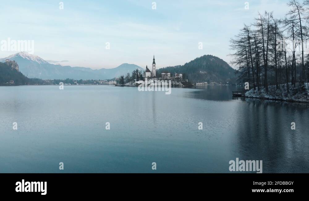 Panoramic aerial view of Lake Bled with famous Bled Island and Bled ...