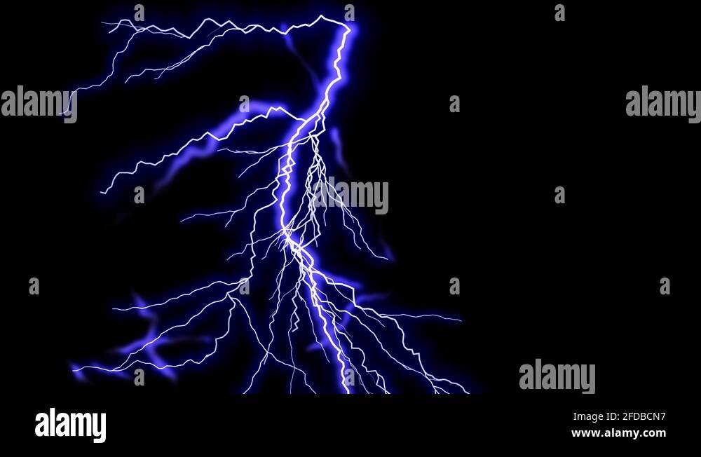 Electrical storm, blue lightning strikes on black background Stock ...