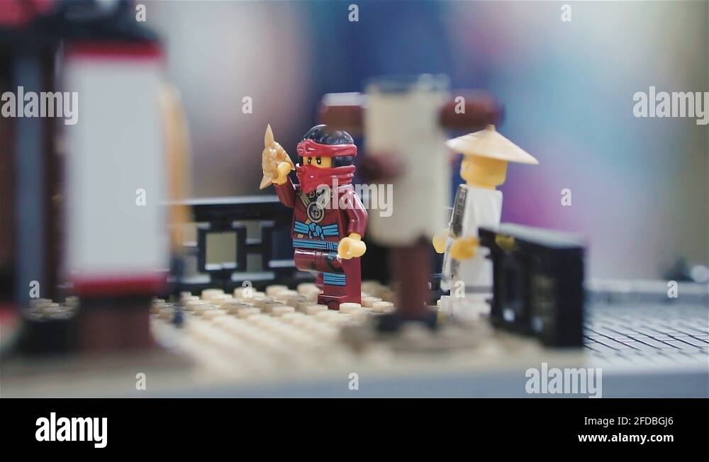LEGO build with ninja and shaolin master | SLOWMOTION Stock Video ...