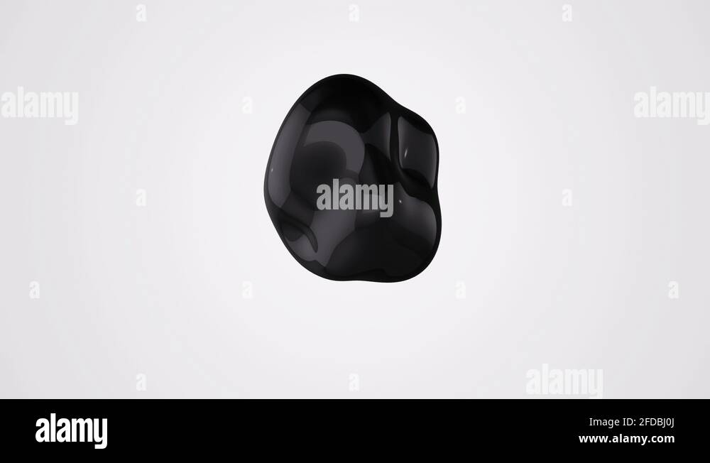 Black floating deforming ball on white background, loading sign for ...