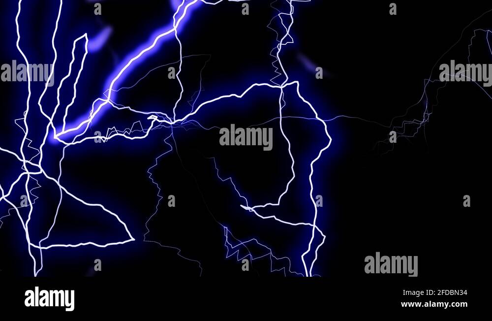 Electrical storm, blue lightning strikes on black background Stock ...