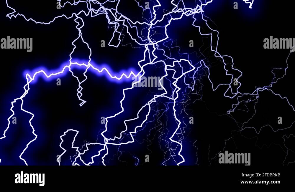 Electrical storm, blue lightning strikes on black background Stock ...