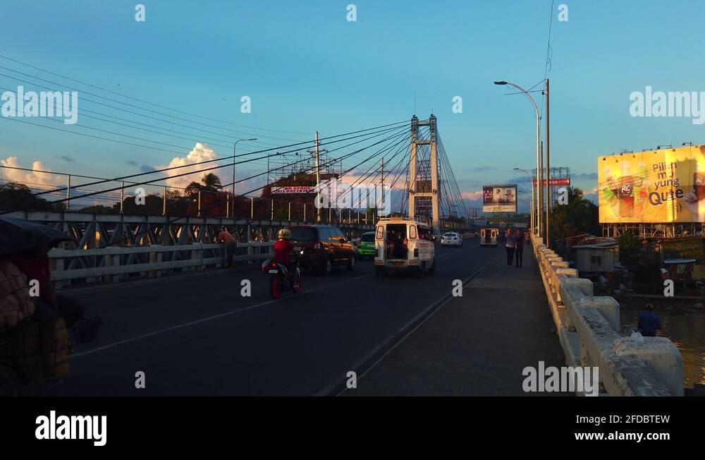 Footage of Bankerohan Bridge of Davao city in the Philippines with ...