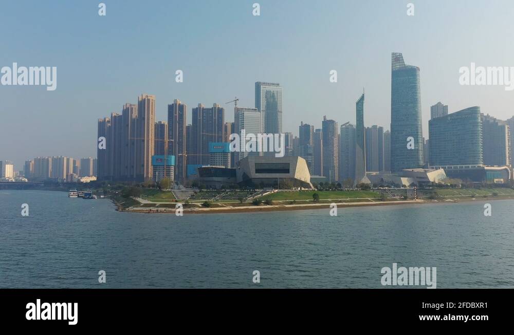 changsha city museum complex riverside bay park aerial panorama 4k ...