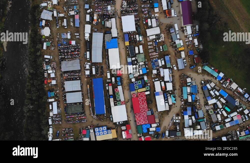 Bird's eye view of the largest Romanian flea market from Negreni ...