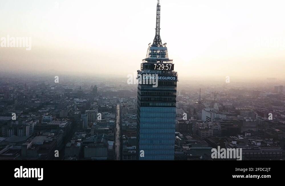 Latinoamerican Tower in Mexico City shot by Drone Torre Latinoamericana ...