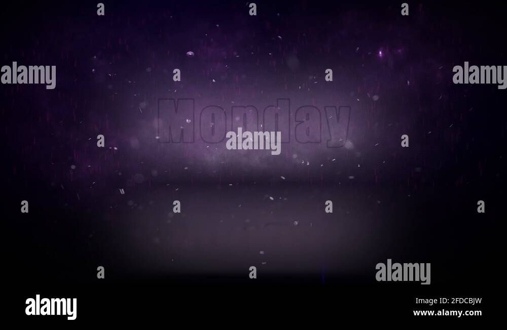 Monday neon lights sign revealed through a storm with flickering lights ...