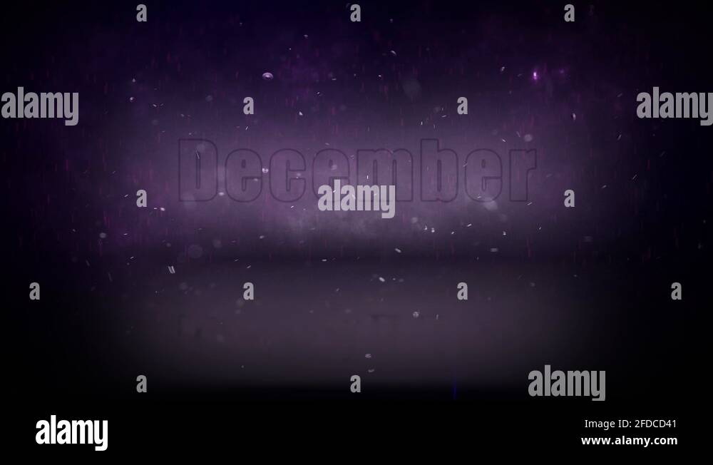 December neon lights sign revealed through a storm with flickering ...