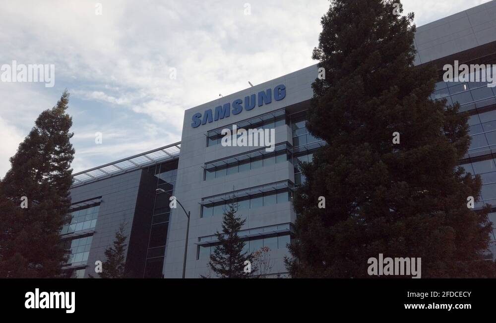 Samsung Research America SRA campus in Silicon Valley bottom up view with Stock Video Footage ...