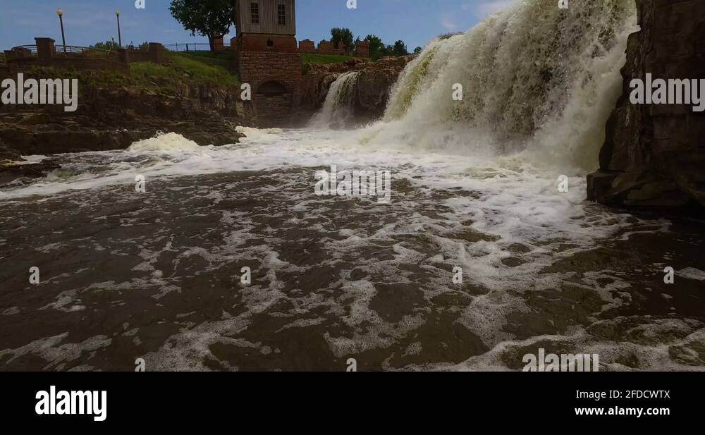 Big Sioux River Waterfall Pouring Off Rock Face in Falls Park Stock ...