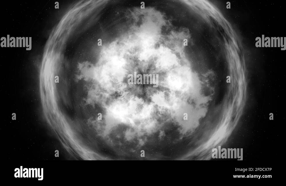 Multiple grayscale space explosions. Collection of VFX animation of ...