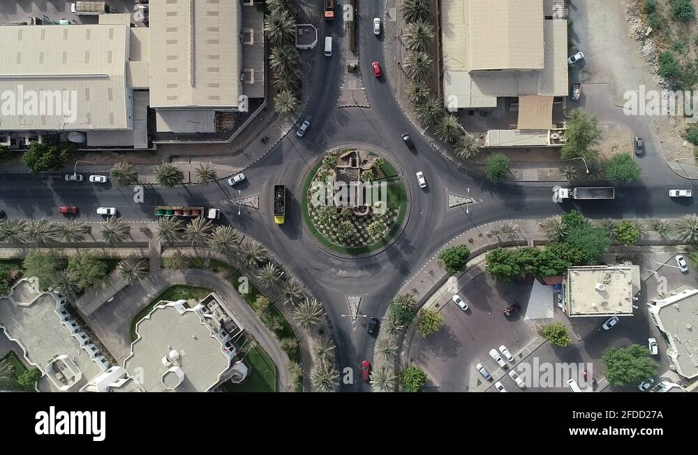 Rusyl Roundabout aerial view through drone Muscat Oman Stock Video ...