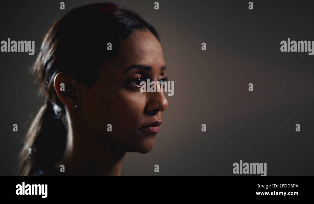 Facial Recognition Technology Concept As Woman Has Red Grid Projected ...