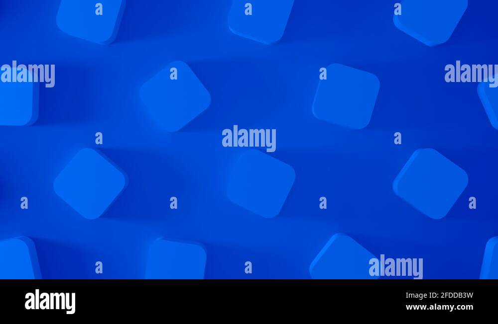 Abstract 3D blue cubes rotating around. Animation shapes background. 4k ...
