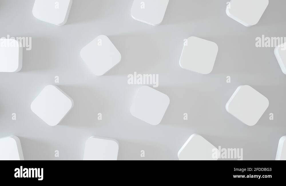 Abstract 3D white cubes rotating around. Animation shapes background ...