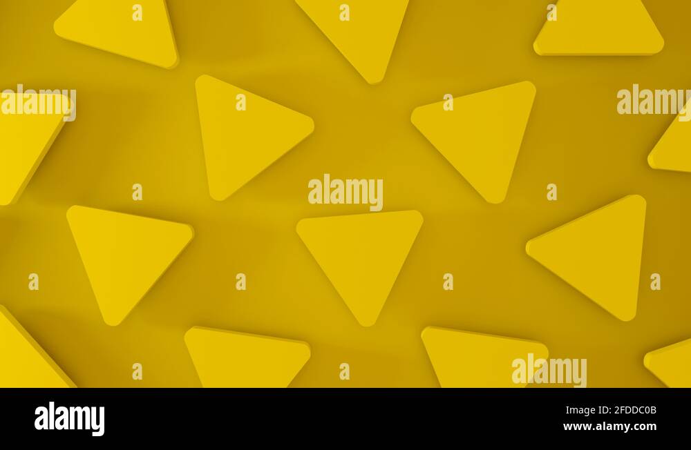 Abstract 3D yellow triangle rotating around. Animation shapes ...
