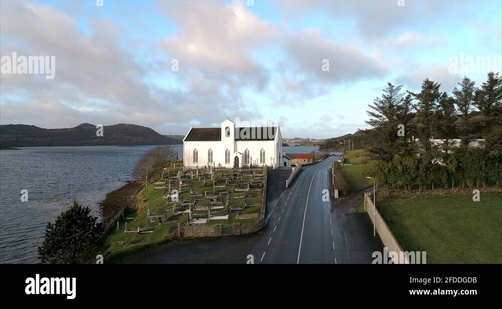 Cinematic Aerial View of Massmount, St Columbas Church in Tawny Co ...