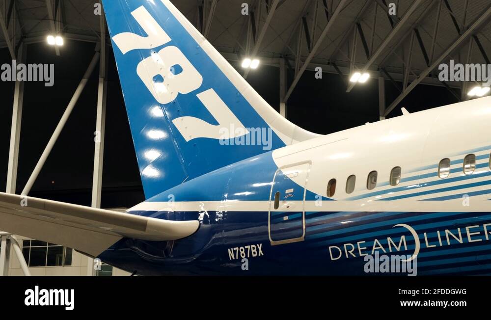 A close up shot of the the tail wing of a huge commercial airline plane ...