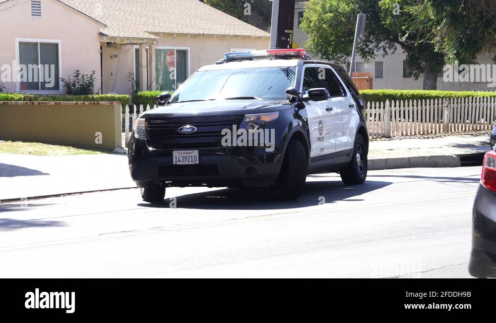 LAPD police car at scene Stock Video Footage - Alamy