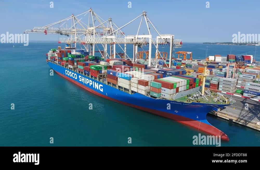Cosco shipping container ship in port Stock Videos & Footage - HD and ...