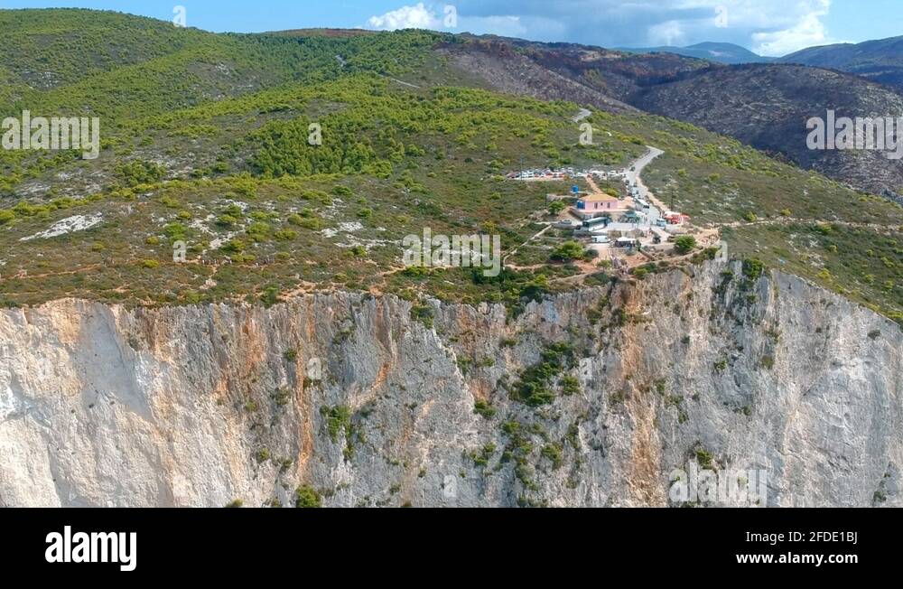 Navagio Beach viewpoint. Precipitous cliffs of the Paralia coast ...