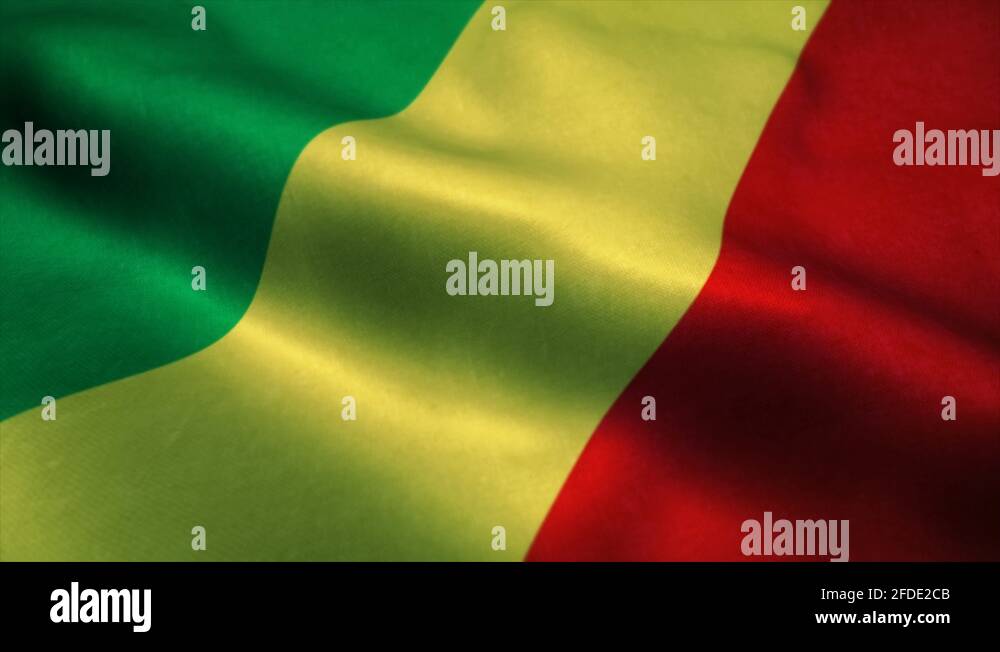Congo old flag waving in the wind. National flag of Congo. Sign of ...