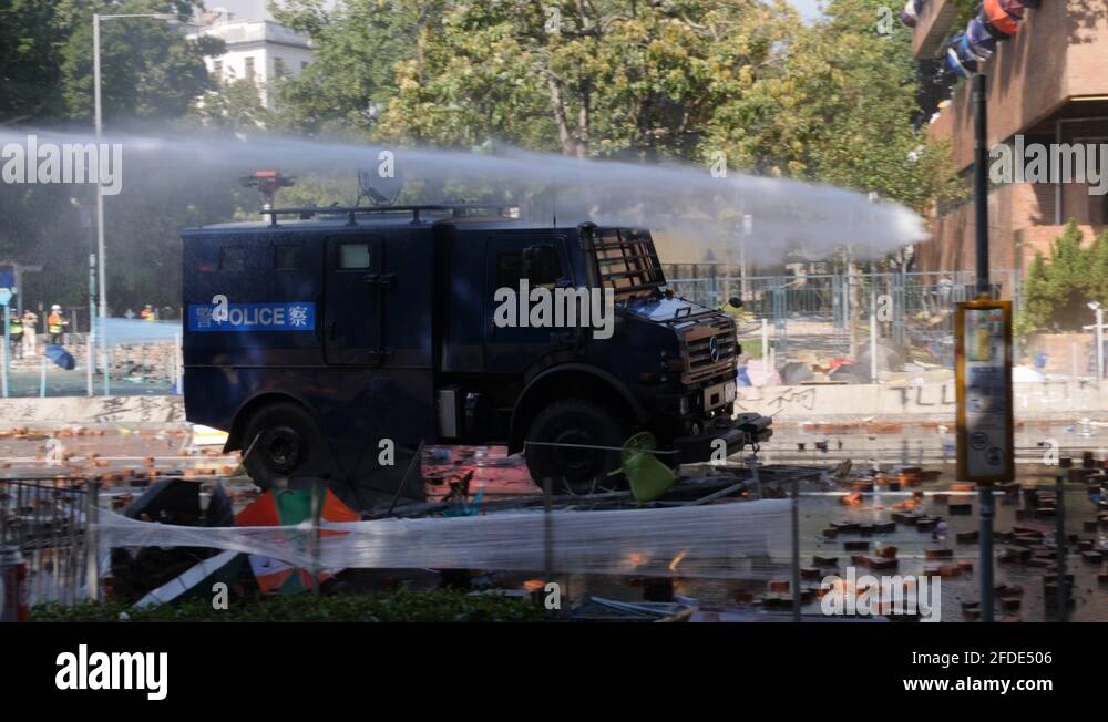 Hong Kong Polytechnic University Riots - Armored Truck Rams Blockade ...