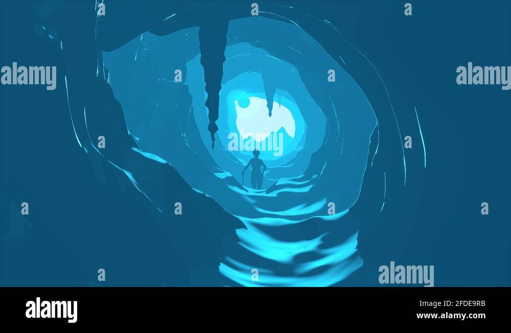 3d cave animation flat style. Frozen cave high in the mountain, dark ...