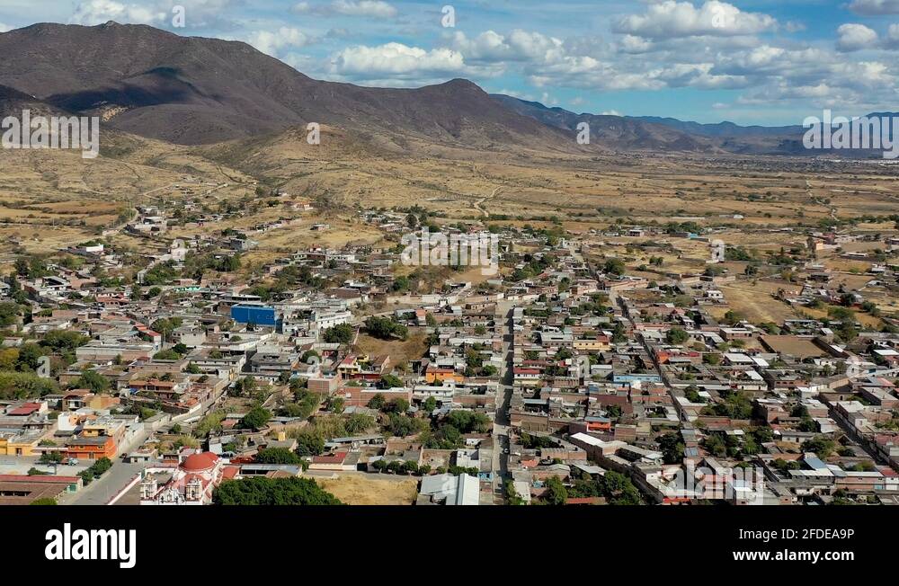 Teotitlan del Valle artisan village in Tlacolula, Oaxaca, Mexico aerial ...