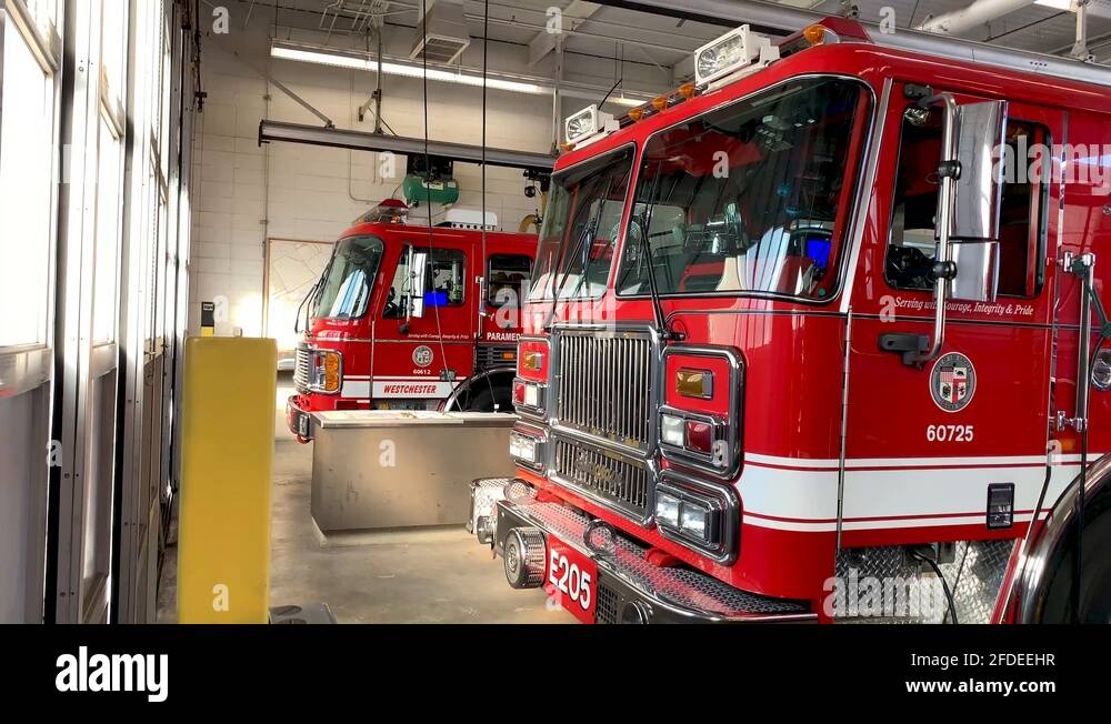 Fire Trucks at Fire Station Stock Video Footage - Alamy