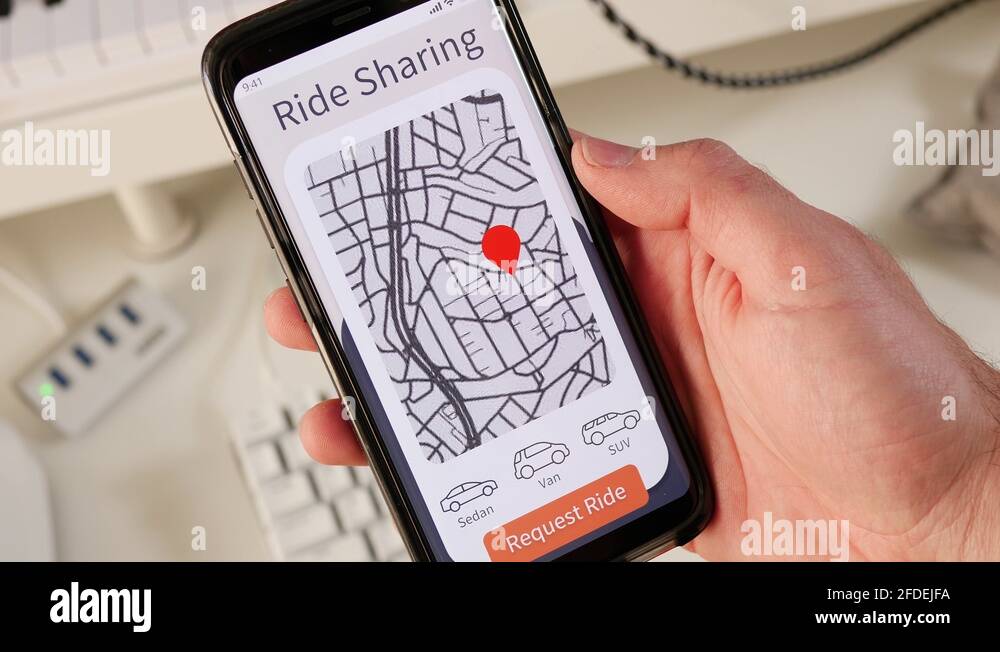 Request a Ride on a Ride Share Smartphone app Stock Video Footage - Alamy