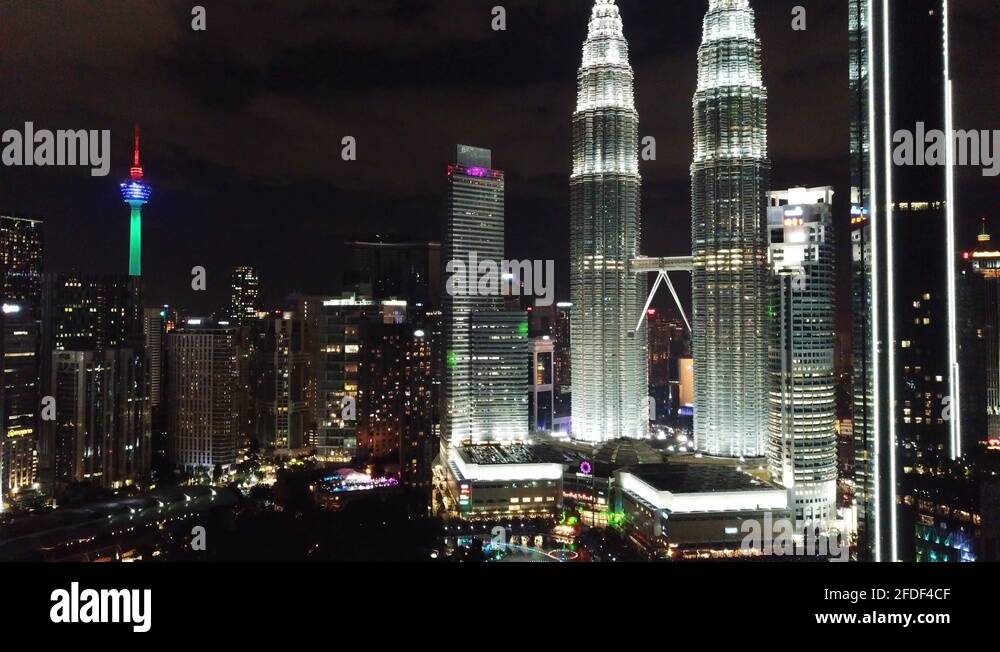 KL Tower & KLCC by Drone from the bottom of KLCC Stock Video Footage ...