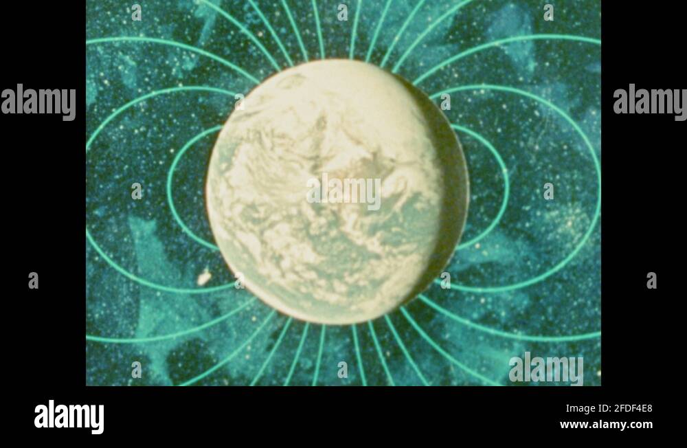 1970s: Illustration of magnetic fields around Earth as animated Skylab ...
