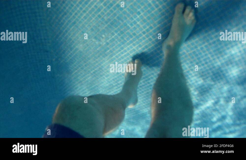 Underwater man legs feet walk in swimming pool HD 0075 Stock Video ...
