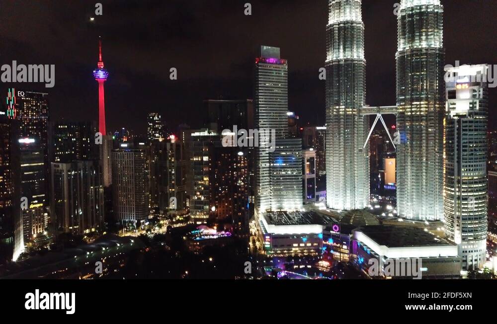 KL Tower & KLCC by Drone from the bottom of KLCC Stock Video Footage ...