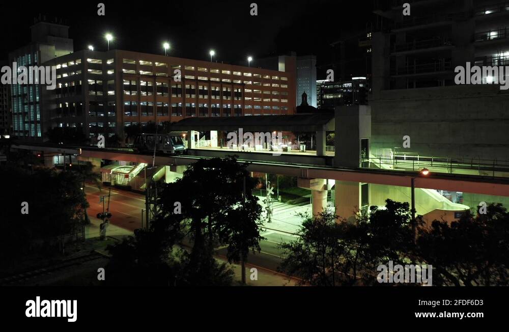 Miami tram arriving at metrorail platform station Stock Video Footage ...