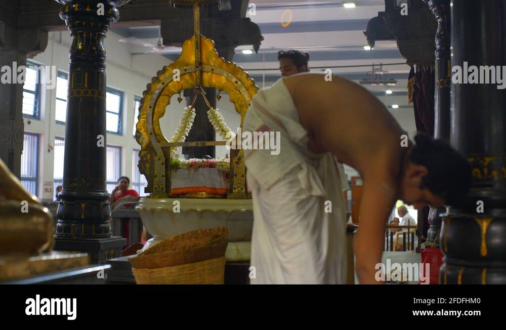 Indian young monks perform religious ceremony, Ramana Maharshi Ashram ...
