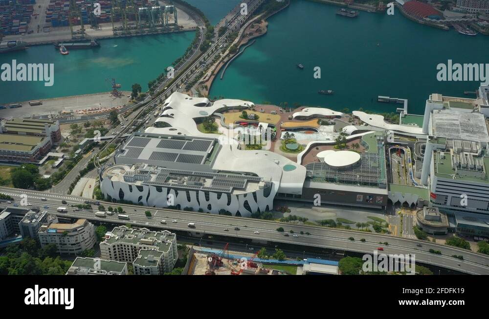 singapore sentosa island famous mall rooftop traffic bridge aerial ...