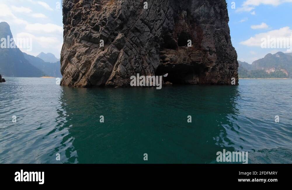 Geological structures in tje middle of Khao Sok lake seen from a boat ...